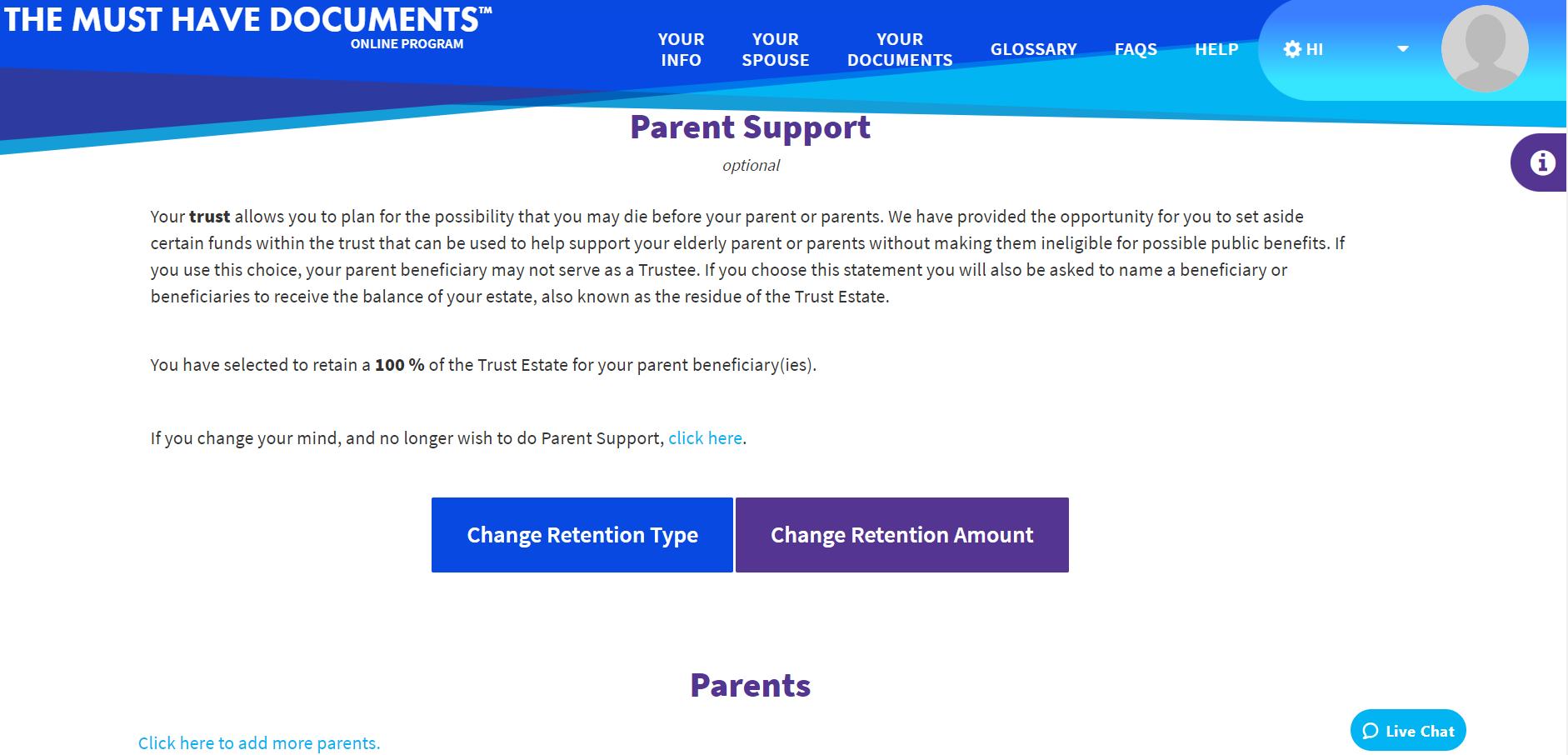 Edit Parent Support – Must Have Documents