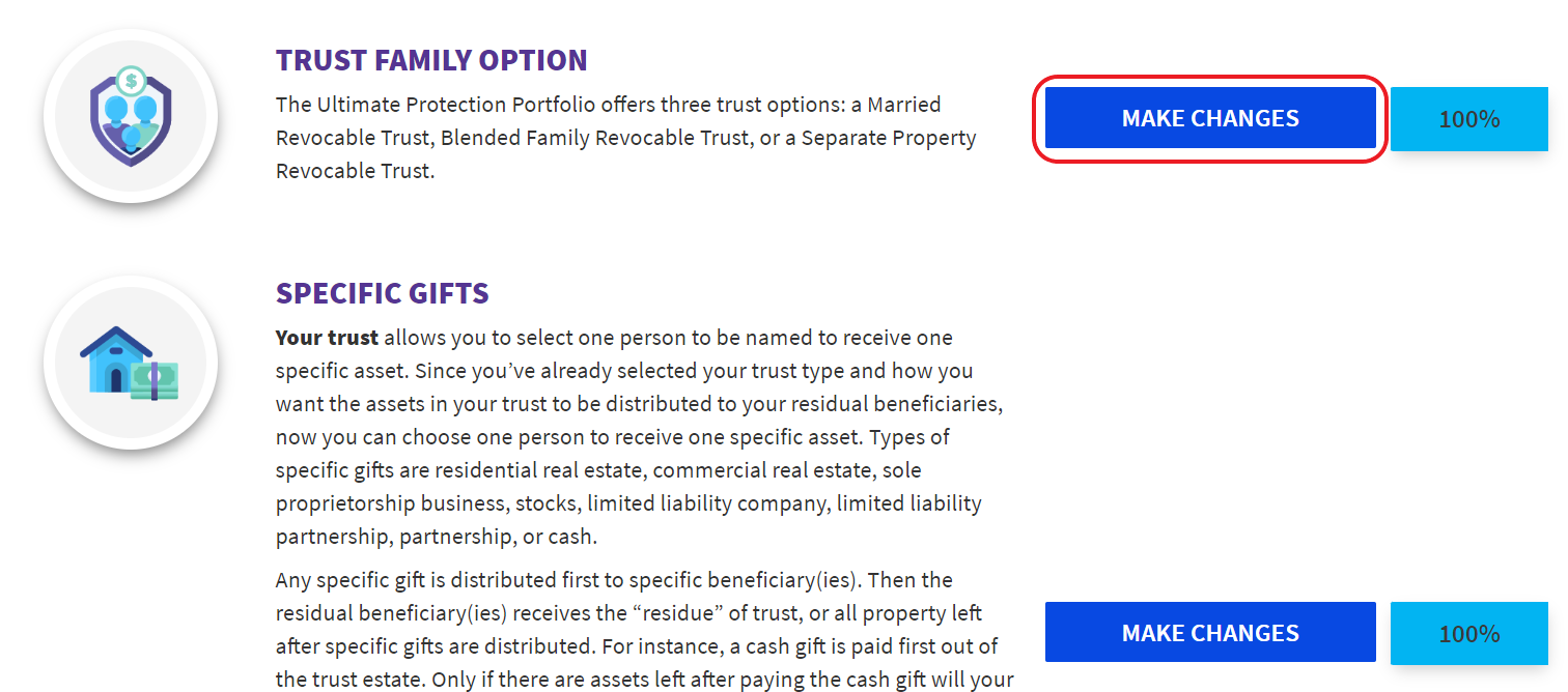 Edit Trust Family Option (Married) – Must Have Documents