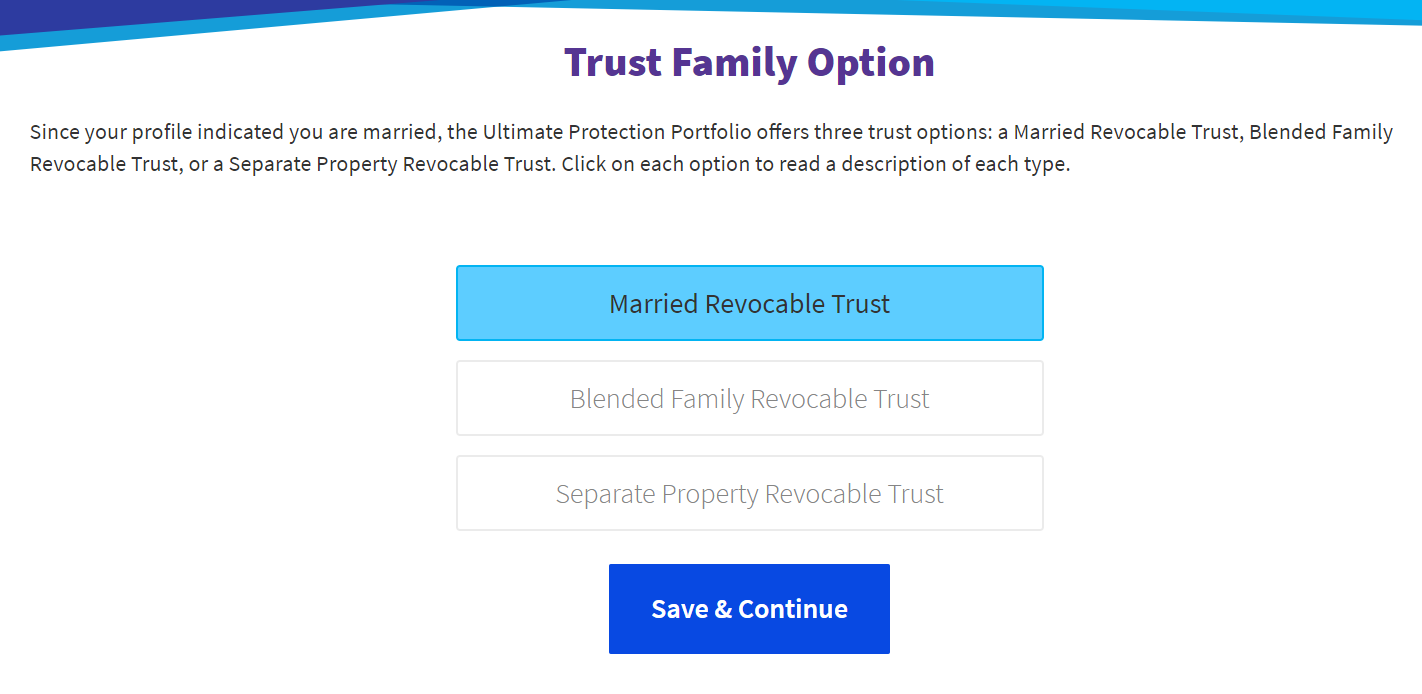 Edit Trust Family Option (Married) – Must Have Documents
